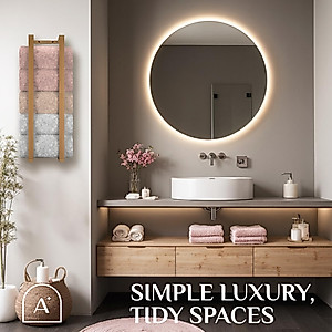 Wall Towel Rack for Rolled Towels, Bamboo Wooden Towel Racks for Bathroom Modern Wooden Towel Holder Vertical Bamboo Towel Rack Wooden Rack Guest Bath Spa Blanket Gym Mat (Natural Bamboo, Extra Large)