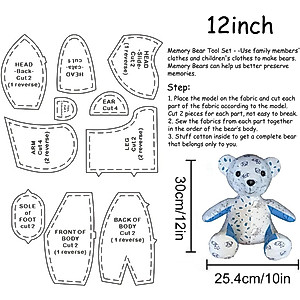 TIMESS 10 PCS Memory Bear Sewing Patterns Template, Acrylic Quilting Templates Cutting Set, 12 Inches