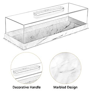 Rectangle Cake Tray with Lids, Clear Pastry Display Case, Dessert Holder Tray, Cake Stand, Cookie Display, Marble Pattern Plastic Cake Platter with Lucite Cover, Pastry Base