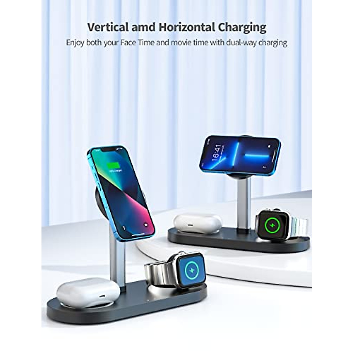 Magnetic Wireless Charging Station, Bototek Wireless Charger 3 in 1, 15W Fast Charger Stand + 20W USB C Power Adapter, for iPhone 13,12 Pro Max/Pro/Mini, iWatch 7/6/SE/5/4/3/2,AirPods 2/Pro/3