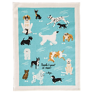 Blue Q Funny Dish Towel, People I Want to Meet: Dogs! 100% Cotton, Screen-Printed in Rich Vibrant Colors. 28" x 21". 1EA