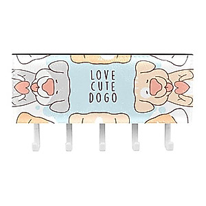 Cat Summer Seamless Pattern Rack Organizer with 5 Hooks Wall Bathroom Kitchen Shelf Rack Multifunctional Storage Shelf