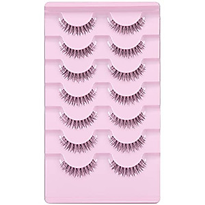 Eyelashes Natural Look Short Wispy False Lashes 3D Natural Crisscross Faux Mink Lashes with Clear Bands 7 Pairs by Yawamica