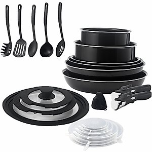 lzteck 23 Pieces Non-Stick Cookware Set,Stackable Pans and Pots Set with Removable Handles, Space Efficient for RVs and Camping,Oven,Induction,Gas,Electric & Stovetops,Dishwasher Safe
