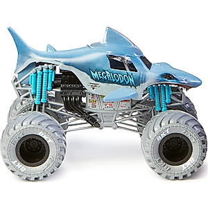 Monster Jam, Official Grave Digger and Monster Jam Official Megalodon Monster Truck, Collector Die-Cast Vehicle, 1:24 Scale, Bundle