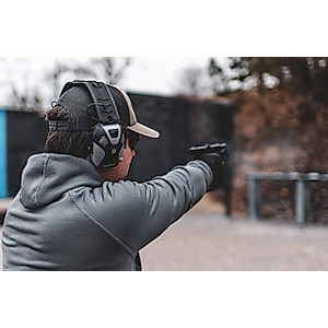 Caldwell E-MAX Pro Electronic Hearing Protection 23-24 NRR - Adjustable Lo Pro Earmuffs for Shooting, Hunting and Range,Grey