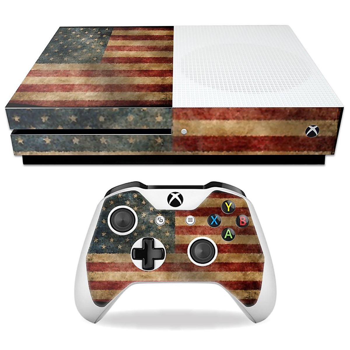 MightySkins Skin Compatible with Microsoft Xbox One S - Vintage Flag | Protective, Durable, and Unique Vinyl Decal wrap Cover | Easy to Apply, Remove, and Change Styles | Made in The USA