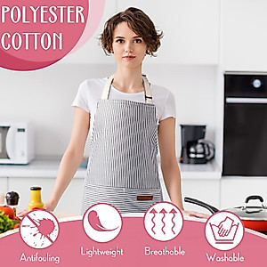 Handepo 12 Pcs Cooking Kitchen Aprons Unisex Soft Chef Kitchen Aprons with Pockets Cotton Polyester Blend Adjustable Bib Aprons for Women Men, Crafting Bbq, Black, Blue, Pink, Grey Stripes