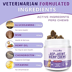 VVWVVW Glucosamine for Dogs 120 Chews, Joint Supplement for Dogs, Hip and Joint Supplement for Dogs, Dog Hip and Joint Chondroitin Chews Treats, Dog Joint Pain Relief Fit All Large Small Medium Breed