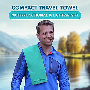Youphoria Microfiber Travel Towel Fast Drying Lightweight - Quick Dry Towel for Camping, Beach, Backpacking, Hiking, & Sport