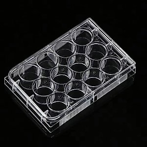 12-Well Tissue Culture Plate - Individually Wrapped， with Lid，Flat Bottom Wells（Pack of 10）