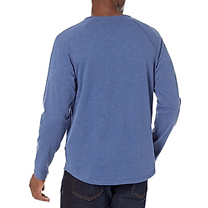 Amazon Essentials Long Sleeve Shirt for Men, Regular-Fit Henley, Available in Big & Tall, Blue Heather, X-Large