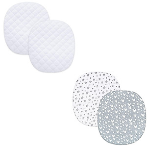100% Viscose Made from Bamboo Bassinet Mattress Protector, Viscose Made from Bamboo, Quilted Mattress Cover and 100% Jersey Knit Cotton Bassinet Sheets for Graco Pack ‘n-Play Dome LX Bassinet