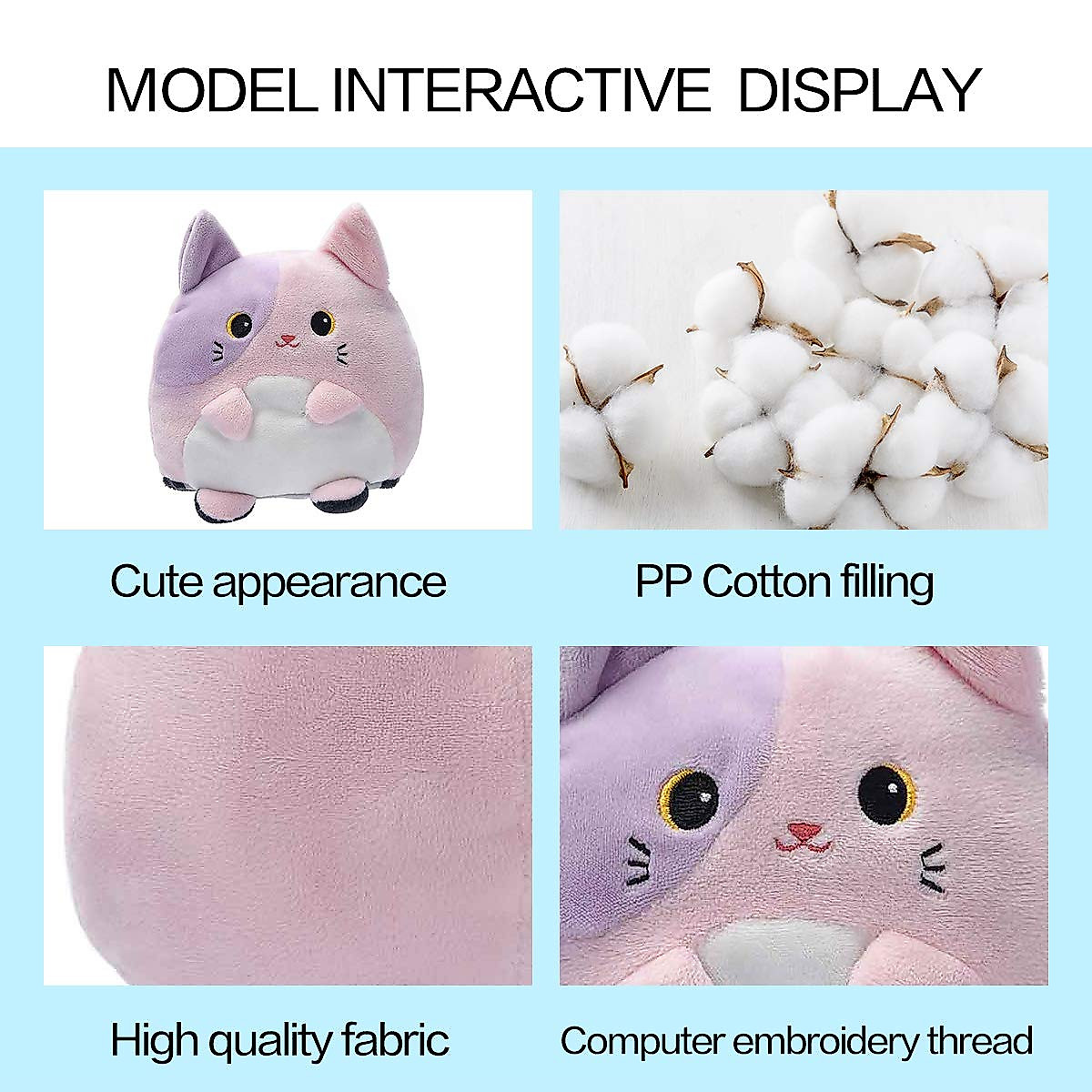 ciaobaby Cat Stuffed Animals, Reversible Plush, 6" Cat Plushie for Girl Boy Adult Kids