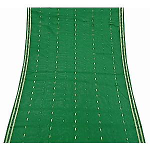 Peegli Indian Vintage Green Cloth Georgette DIY Fabric Traditional Dress Material Woven Textile