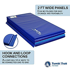 Tumbl Trak Gymnastics Folding Tumbling Panel Mat, 4ft x 8ft x 1-3/8in, Blueberry (G-824bb)