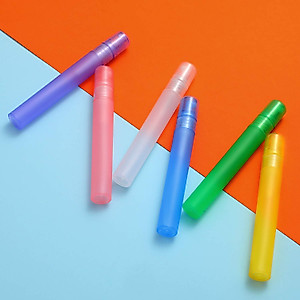 20 Pieces Plastic Frosted Spray Bottle, 10 ml/ 0.34 oz Fine Mist Spray Bottles Colorful Empty Refillable Perfume Bottles Portable Spray Bottle Container for Essential Oils, Travel, Perfume