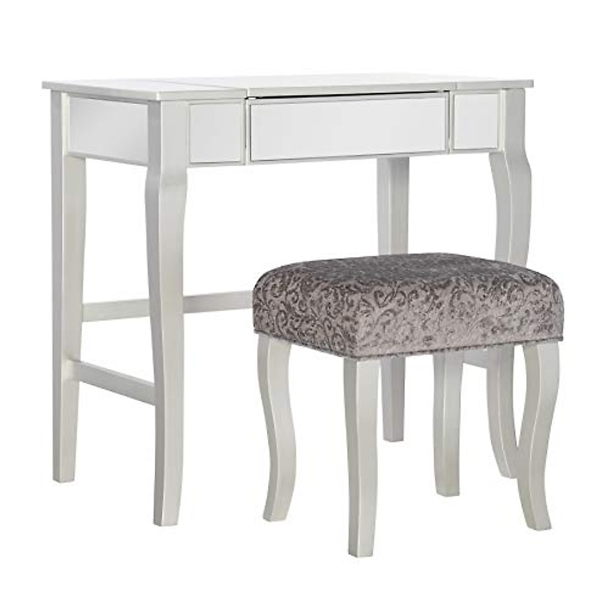 Linon Silver Harper Vanity Set, 32" W x 18" D x 46.75" H