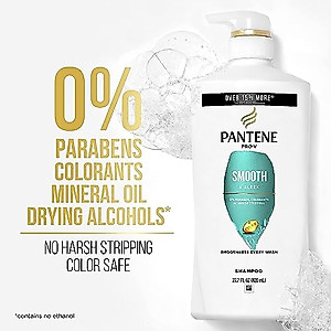 Pantene Shampoo, Conditioner and Hair Treatment Set, Smooth and Sleek for Frizz Control, Safe for Color-Treated Hair
