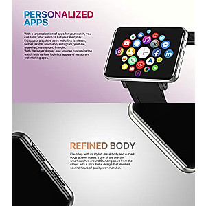 Rainbuvvy Smart Watch Men 3GB +32GB 2700mAh 2.86" Large Screen with Face ID Camera GPS WiFi 4G Android Smartwatch Phone (Silver)