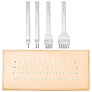 Leather Craft Tool Hole Punches 1+2+4+6 Prong Lacing Stitching Punch, Craft Kits (4mm)
