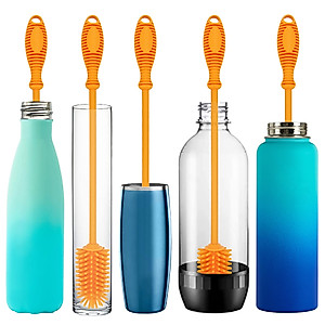 Kitchiny Silicone Bottle Brush | One Brush | 12.5” Bottle Cleaner Brush for Hydroflasks, Insulated Sports Bottle, Vase and Glassware | Water Bottle Brush Cleaner for Narrow Neck containers