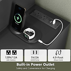 Quimoo 48" Large Vanity Desk with Mirror and Lights, Makeup Vanity with 6 Drawers, Power Outlet, Vanity Makeup Mirror Desk Table Set with 4 Storage Shelves & Stool, Best Gift for Women Girls,Black