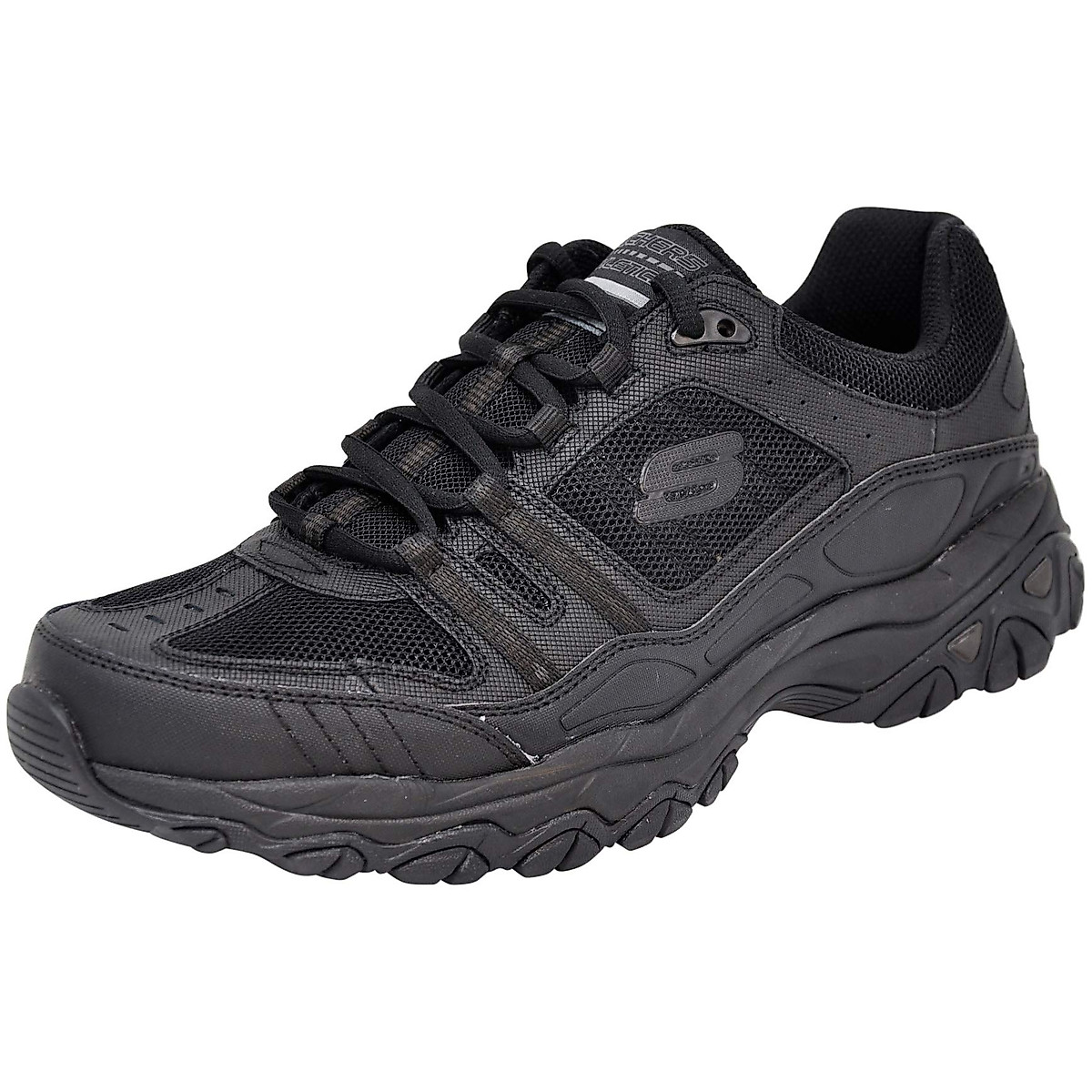 Skechers Men's After Burn Memory Fit - Strike Off Lace-Up Sneaker, Black/Black 8.5 XW US