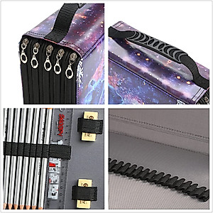 Shulaner 250 Slots Colored Pencil Case Organizer with Zipper PU Leather Large Capacity Pen Holder Bag for Painter or Artist (Ocean, 250)