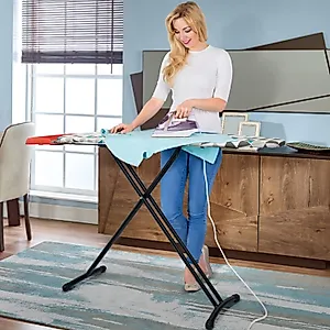 Duwee 15"×48" Ironing Board with Retractable Iron Rest,Ironing Board Full Size Heat-Resistant Cover with Thick Padding,Space Saving Iron Boards with Sturdy Legs,Adjustable Heights