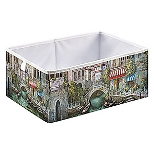 Venetian Architecture Canal Storage Basket Storage Bin Rectangular Collapsible Storage Hamper Large Toy Box Organizer for Office Bedroom ClothesToys