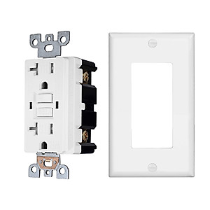 GFCI Duplex Outlet Receptacle, Tamper Resistant & Weather Resistant 20-Amp/125-Volt, Self-Test Function with LED Indicator, UL Listed, cUL Listed, Wall Plate and Screws Included, 10 Pack