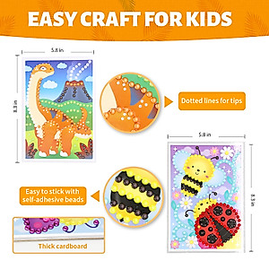 VKPI Bead Art Painting Kit for Kids, Diamond Bead Crafts Mosaic Kits, Preschool Learning Education Supply, Fun Toy for Kids Ages 4-8, Christmas Birthday Gifts, Easter Basket Stuffers, 4 Pieces