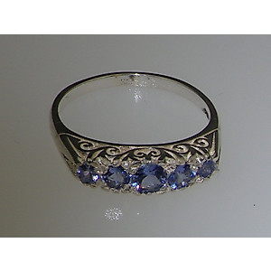 925 Sterling Silver Real Genuine Tanzanite Womens Band Ring - Size 10