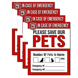 IT'S A SKIN Pet Rescue Sticker Fire Safety - Window Sticker - Save Our Pets Emergency Pet Window Decal - Dog Cat Pet Durable Laminate 4x5-4 Pack