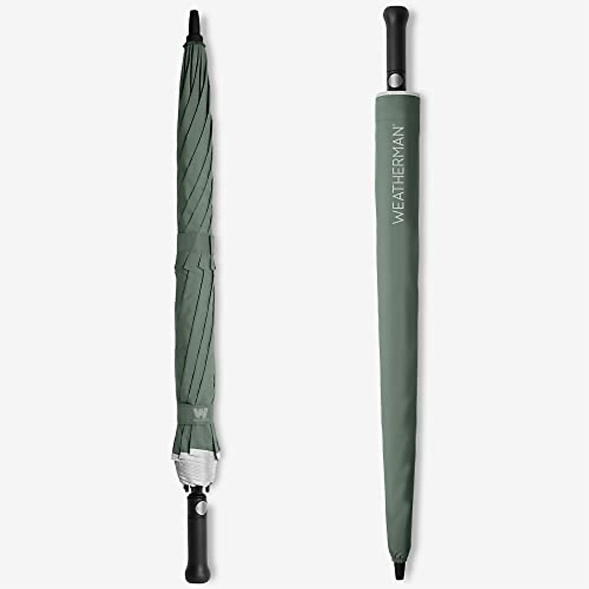 Weatherman Umbrella - Stick Umbrella - Windproof Umbrella Resists Up to 55 MPH Winds - (Sage)