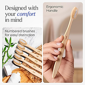 VIVAGO Bamboo Toothbrushes Medium Bristles 10 Pack - BPA Free Medium Bristles Toothbrushes for Adults | Eco-Friendly, Compostable & Biodegradable Toothbrush | Natural Wooden Toothbrushes