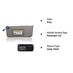 Left Driver Side Sun Visor Compatible with Honda Accord 2008 2009 2010 2011 2012 2013 2014 2015 2016 2017 with Light OEM : 83280-TA5-A51ZA (Grey)