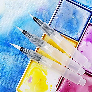Lind Kitchen 3PCS Water Coloring Brush Pens Portable Brush Pencil Soft Watercolor Brush Pen for Beginner Painting Drawing Art Supplies 122mm Pointed Head