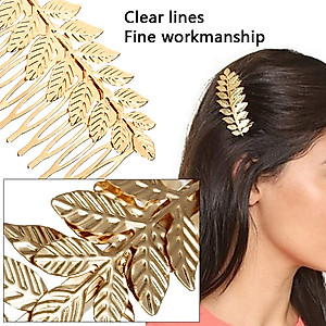 OFNMY 7 Pieces Greek Roman Laurel Leaf Bracelet Armband Golden Laurel Leaves Crown Tiara Costume Accessories Womens Leaf Headband Coil Bracelet Hair Comb Bridal Wedding