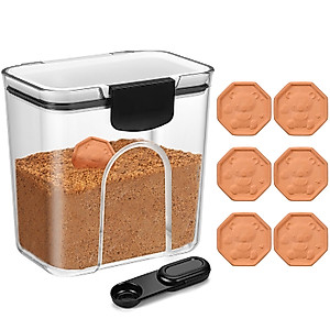 MOJIEZUO 6 Pack Brown Sugar Keeper Bear Design Brown Sugar Saver Softener Disc, Airtight Storage Container with Lid Food Storage Containers, Slip-to-Scoop for Sugar Dusting, Reusable and Food Safe