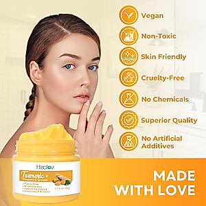Turmeric Face Cream for Face & Body - All Natural Turmeric Skin Brightening Lotion - Turmeric Cleanses Skin, Fights Acne, Evens Tone, Fades Scars, Sun Damage, & Age Spots - Pure Turmeric Cream Healing