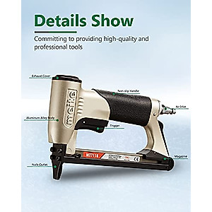 meite MT7116 Pneumatic Staple Gun - 22 Gauge 71 Series 3/8-Inch Crown 1/4-Inch to 5/8-Inch Length Air Upholstery Staple Gun Fine Wire Upholstery Stapler Gun