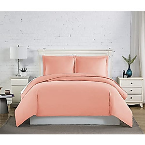 Premium Quality, Soft, Wrinkle, Fade, & Stain Resistant, Easy Care, Oversized Duvet Cover Set, King / California King, Light Peach