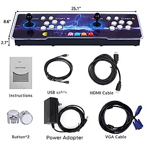 RegiisJoy【 30000 Games in 1 】 Pandora's Box 70S Arcade Game Console Retro Game Machine for PC & Projector & TV, 2-4 Players, 1280X720, 3D Games, Search/Hide/Save/Load/Pause Games, Favorite List