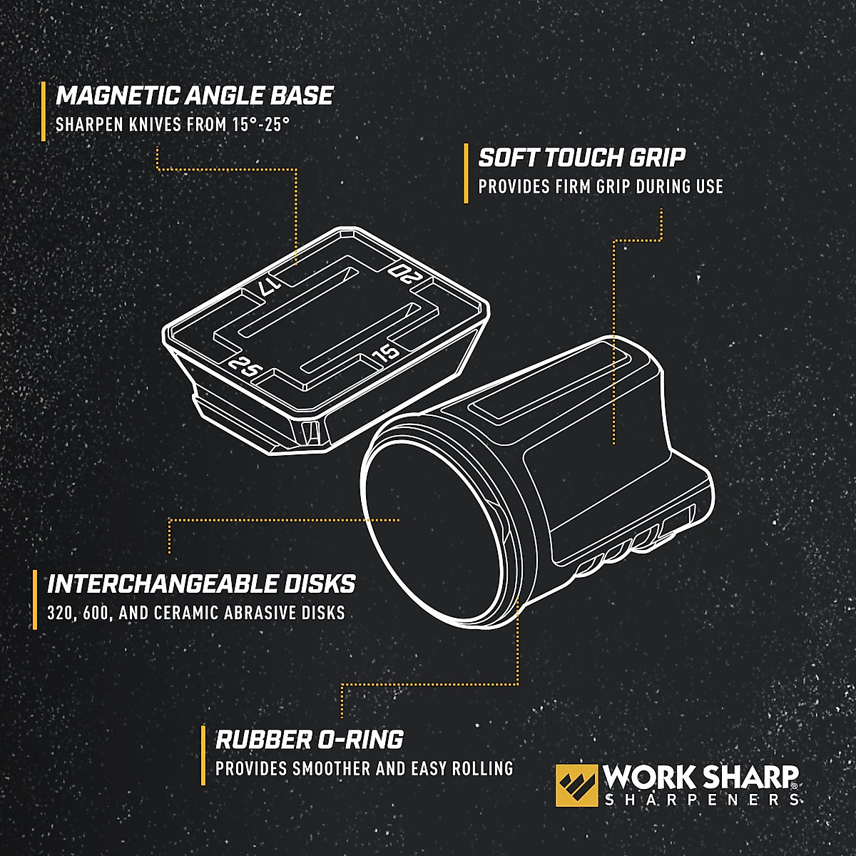 Work Sharp Rolling Knife Sharpener with 4 sharpening angles for all chef and kitchen knives