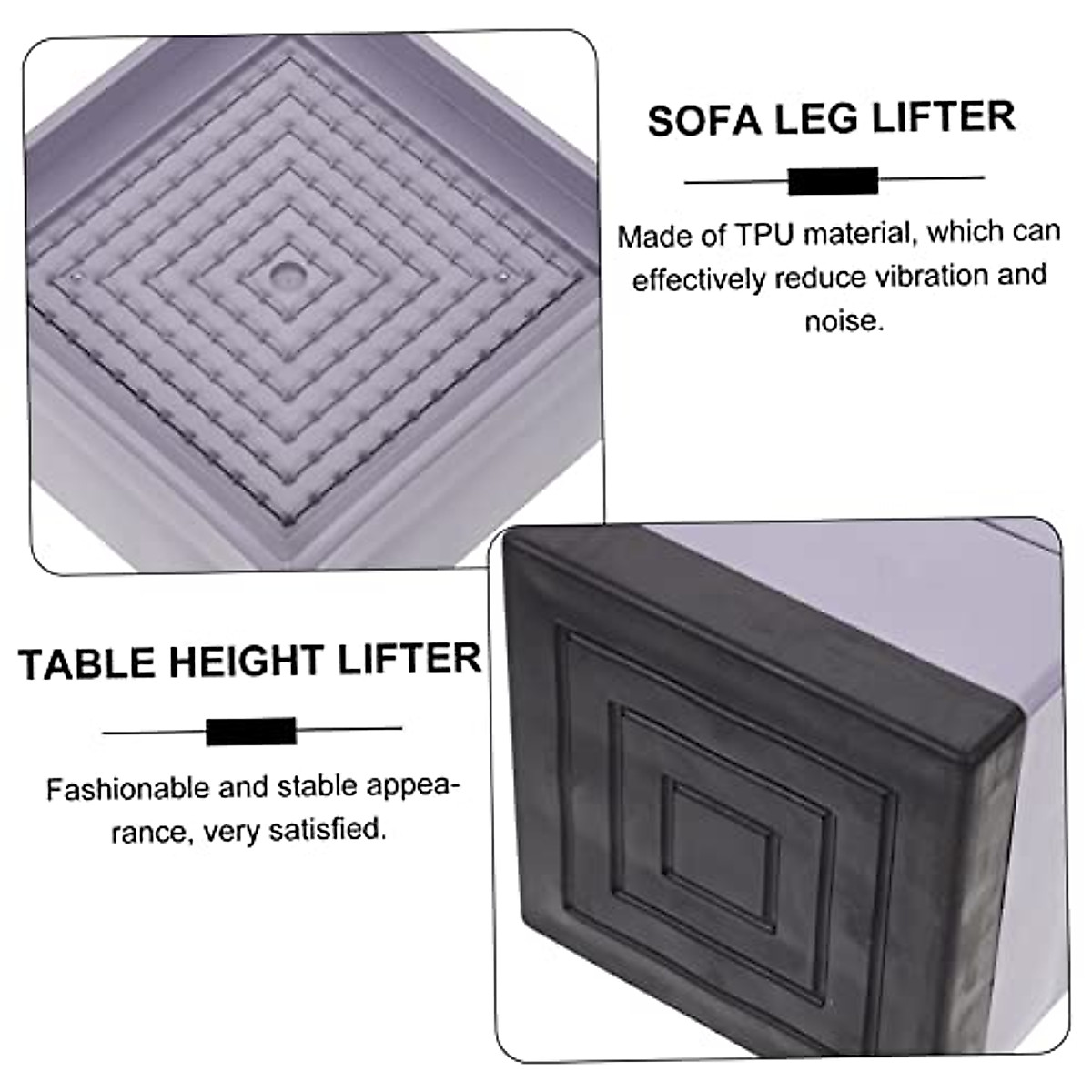 Homoyoyo Bed Foot Booster Tables Heavy Duty Lifter Trundle Couch Square Rubber Furniture Cup Chair Sofa Foam Couch Chair Floor Protector Bed Lifts Table Leg Pad Furniture Riser Plastic Grey