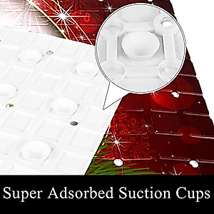 Lilibeely Bathtub Non-Slip Mat Baby Bath Tub Mat Anti-Slip with Suction Cups Christmas Golden Bell Red Bathroom Tubs Massage Shower Mat