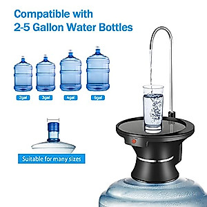 Ausxaron Water Pump for 5 Gallon Bottle with Tray, Drinking Water Pump, Water Bottle Dispenser, USB Rechargeable BPA-Free for Home, Kitchen, Office, Camping