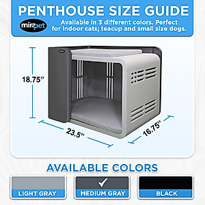 Mirapet Pet Penthouse - Premium Pet Condo for Superior Comfort - Stylish Design -Convenient & Cozy for Indoor/Outdoor Pets - Durable & Safe Pet Beds with Ventilation (Med Gray/Dark Gray, Penthouse)